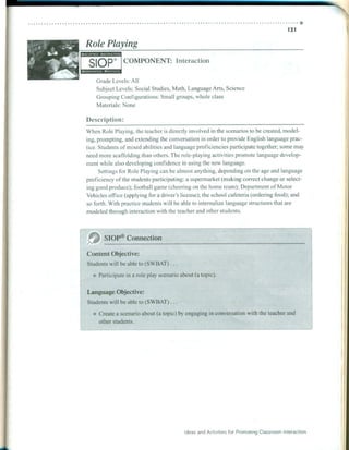 SIOP Interaction component- Games / activities for languagage learning ...