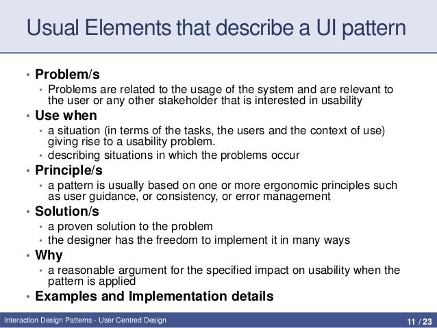 Interaction design patterns