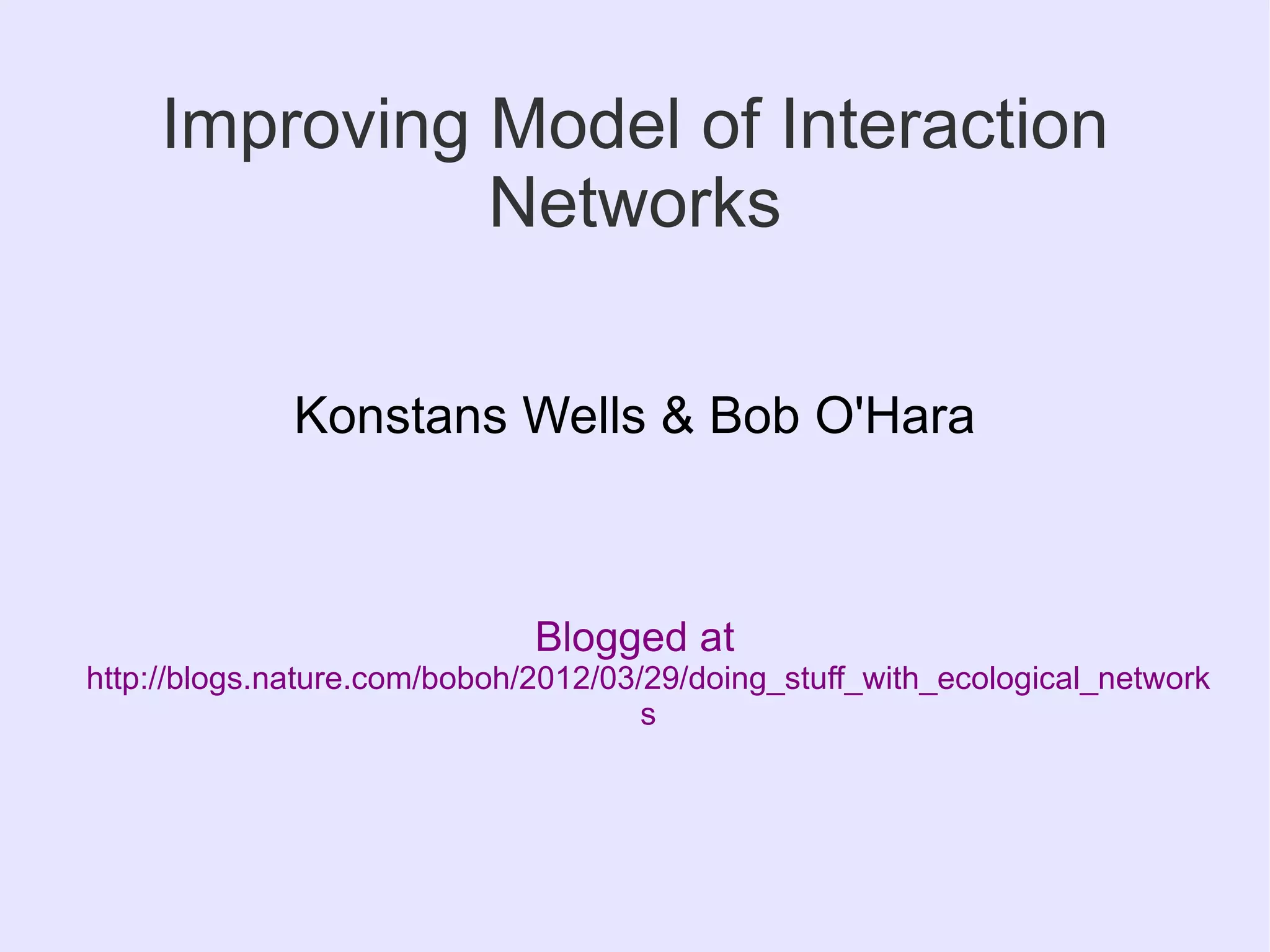 Interaction networks | ODP | Computer Networking | Computing