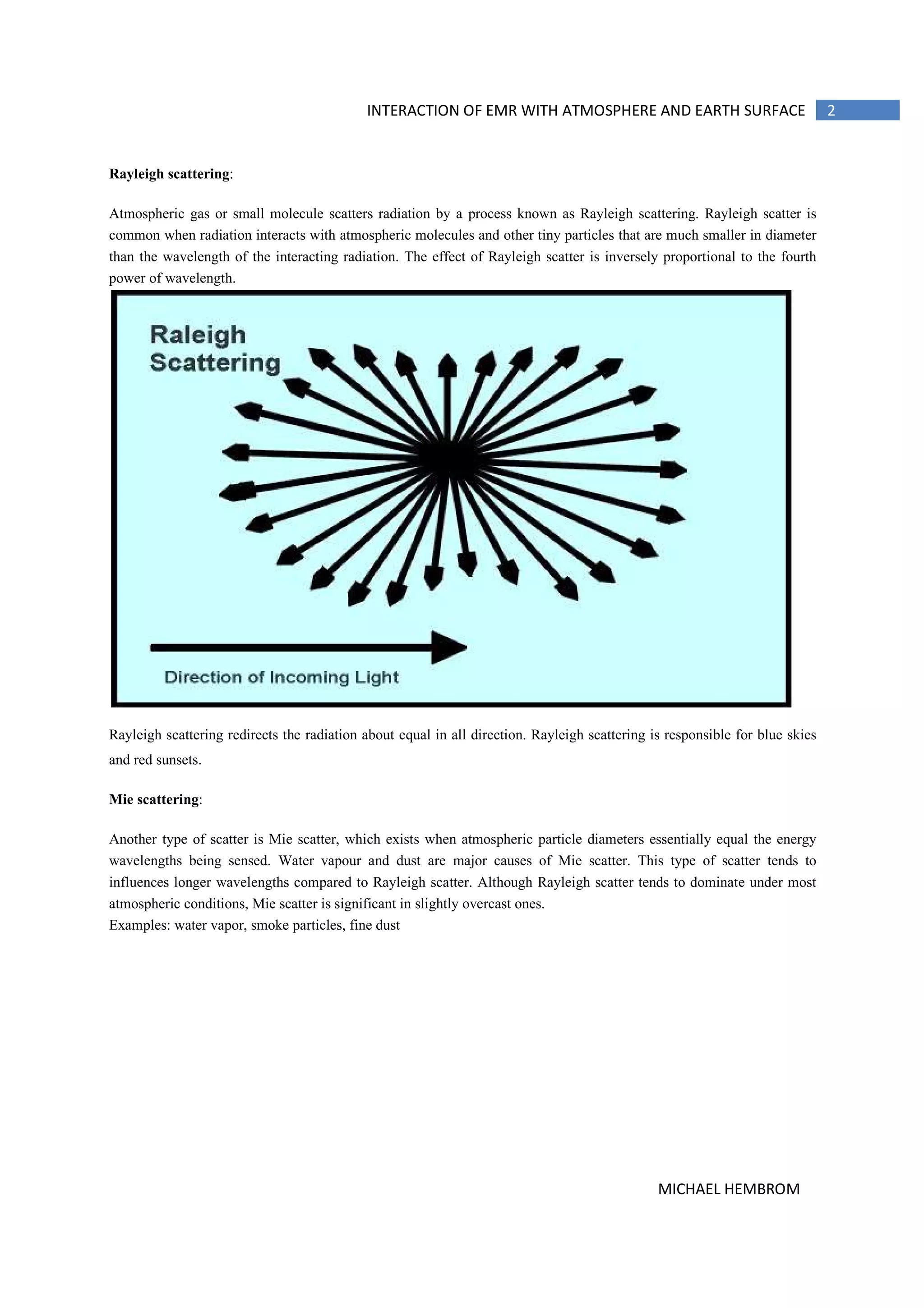 Interaction of EMR with atmosphere and earth surface | PDF