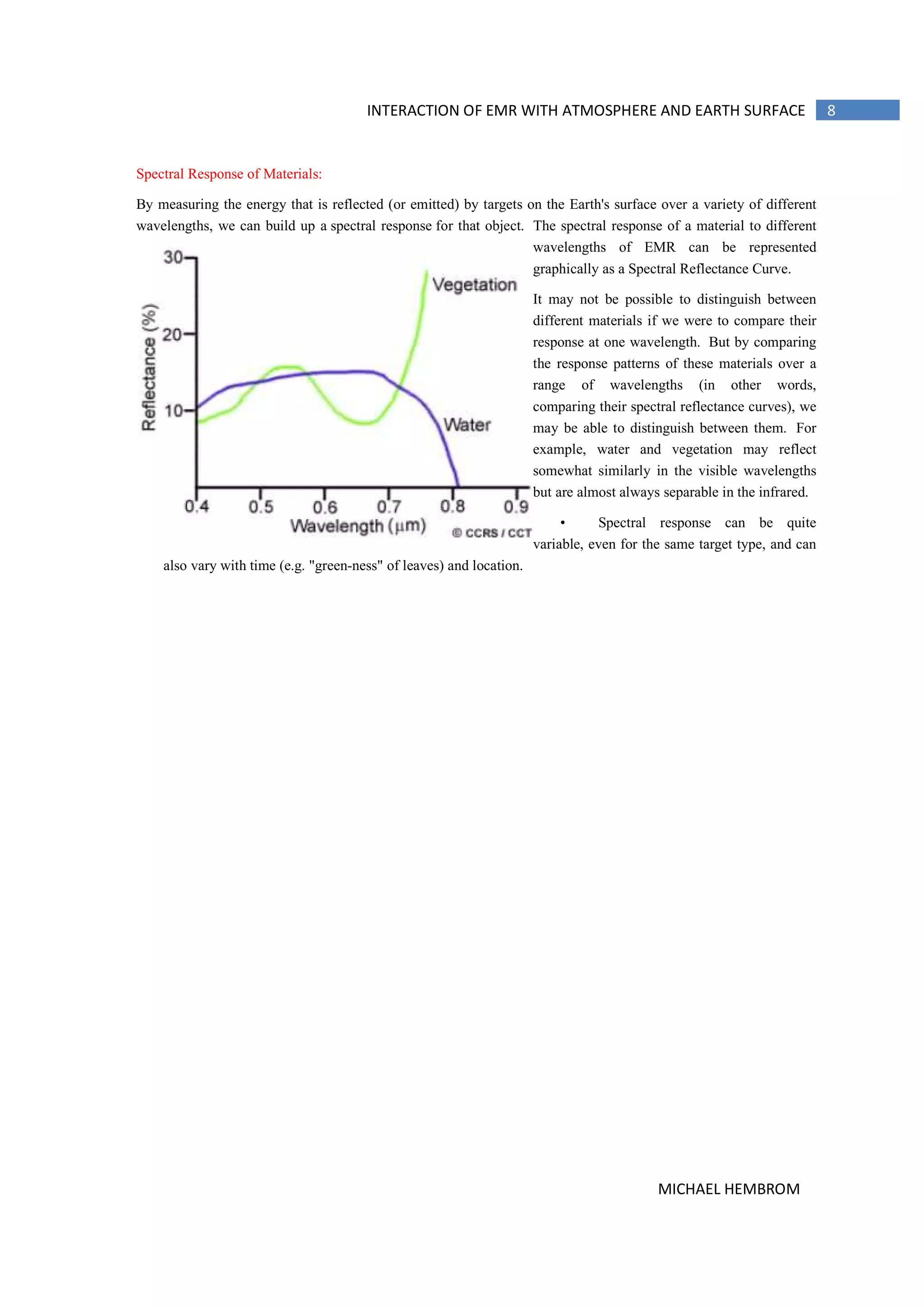 Interaction of EMR with atmosphere and earth surface | PDF