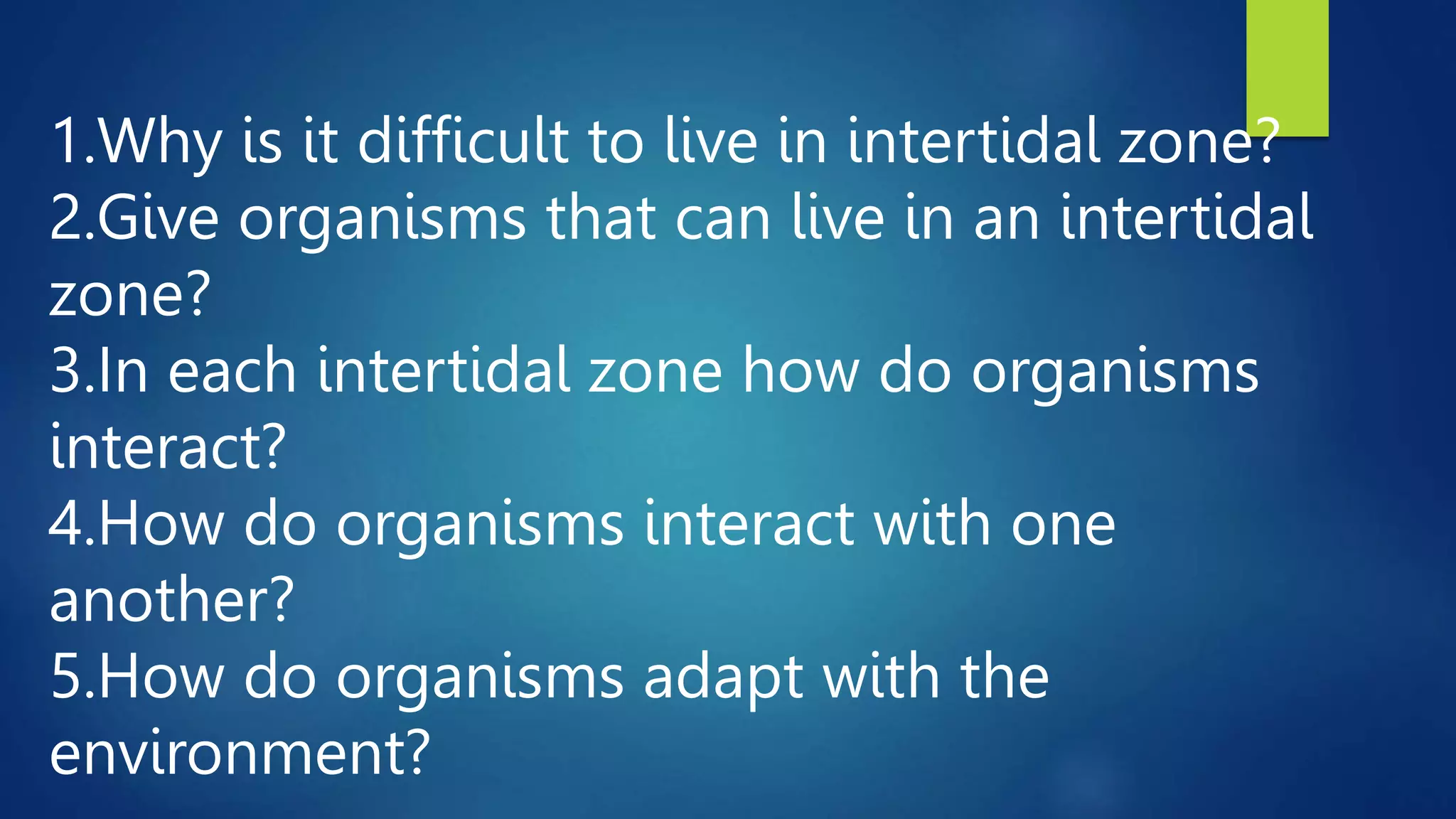 Interactions among Living and Non-Living Things in Intertidal grade 5 ...