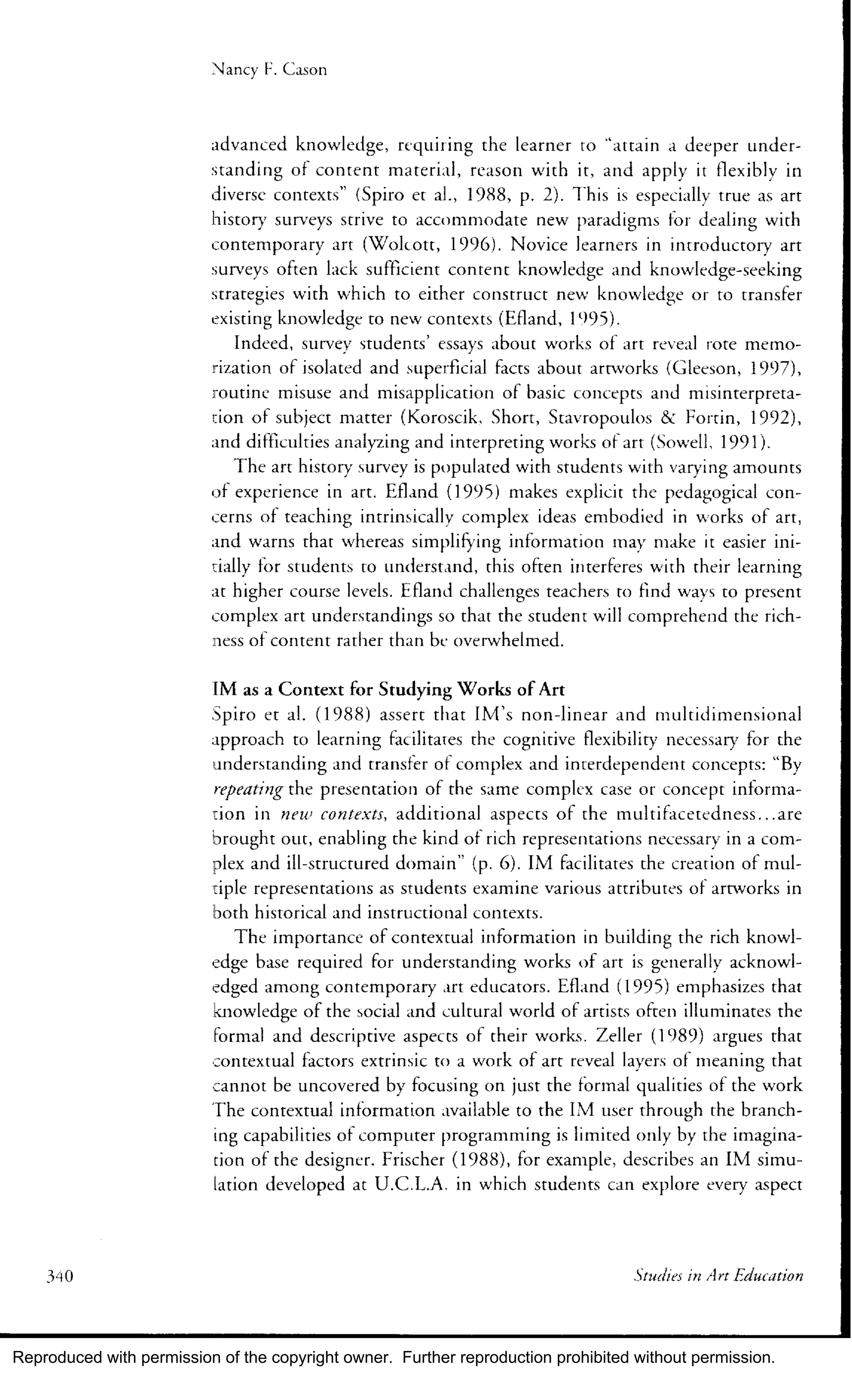 interactive multimedia: An alternative context for studying works of art. | PDF