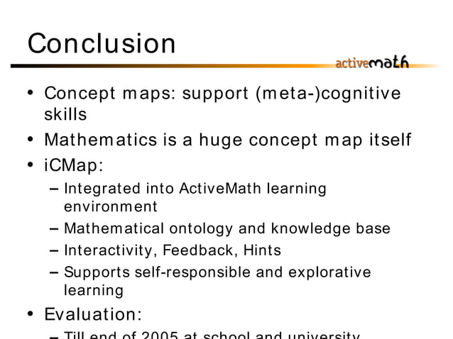 Interactive Concept Mapping in ActiveMath (iCMap) | PPT