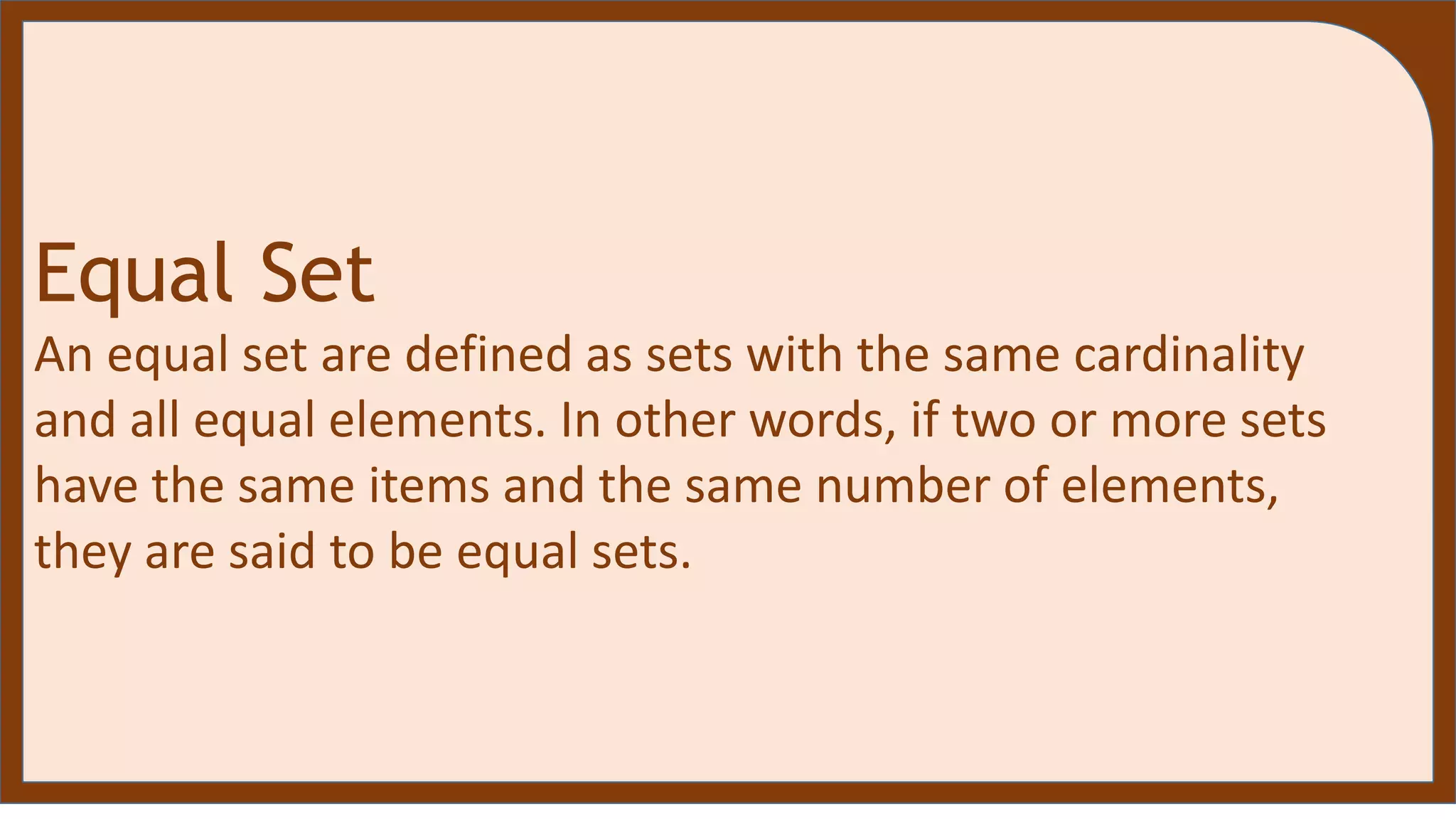 What is a set and what are the kinds of sets? | PPTX