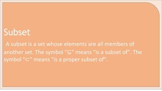 What is a set and what are the kinds of sets? | PPTX