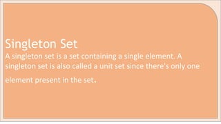 What is a set and what are the kinds of sets? | PPTX