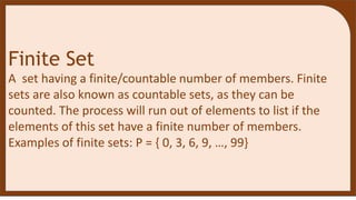 What is a set and what are the kinds of sets? | PPTX