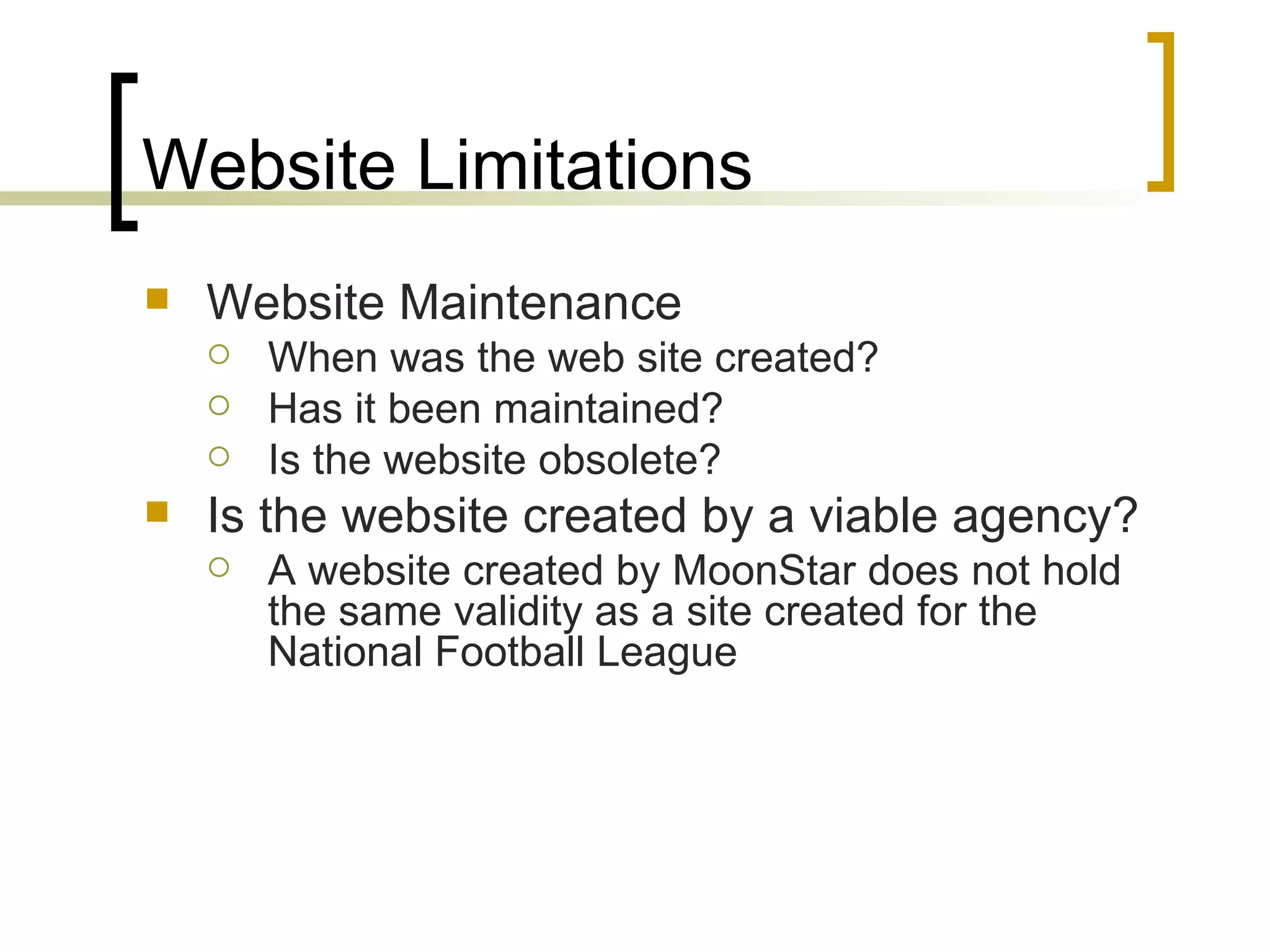 Interactive Web Site Limitations | PPT