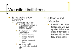 Interactive Web Site Limitations | PPT | Internet for Beginners | Internet