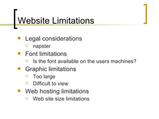 Interactive Web Site Limitations | PPT | Internet for Beginners | Internet