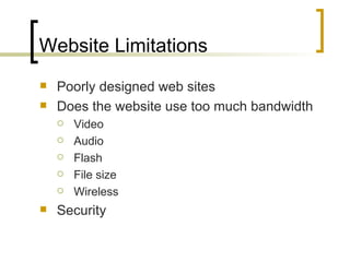 Interactive Web Site Limitations | PPT | Internet for Beginners | Internet