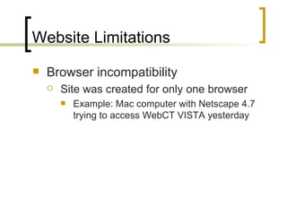 Interactive Web Site Limitations | PPT | Internet for Beginners | Internet