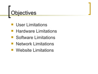 Interactive Web Site Limitations | PPT