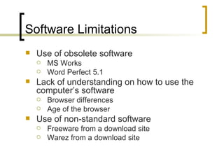 Interactive Web Site Limitations | PPT | Internet for Beginners | Internet