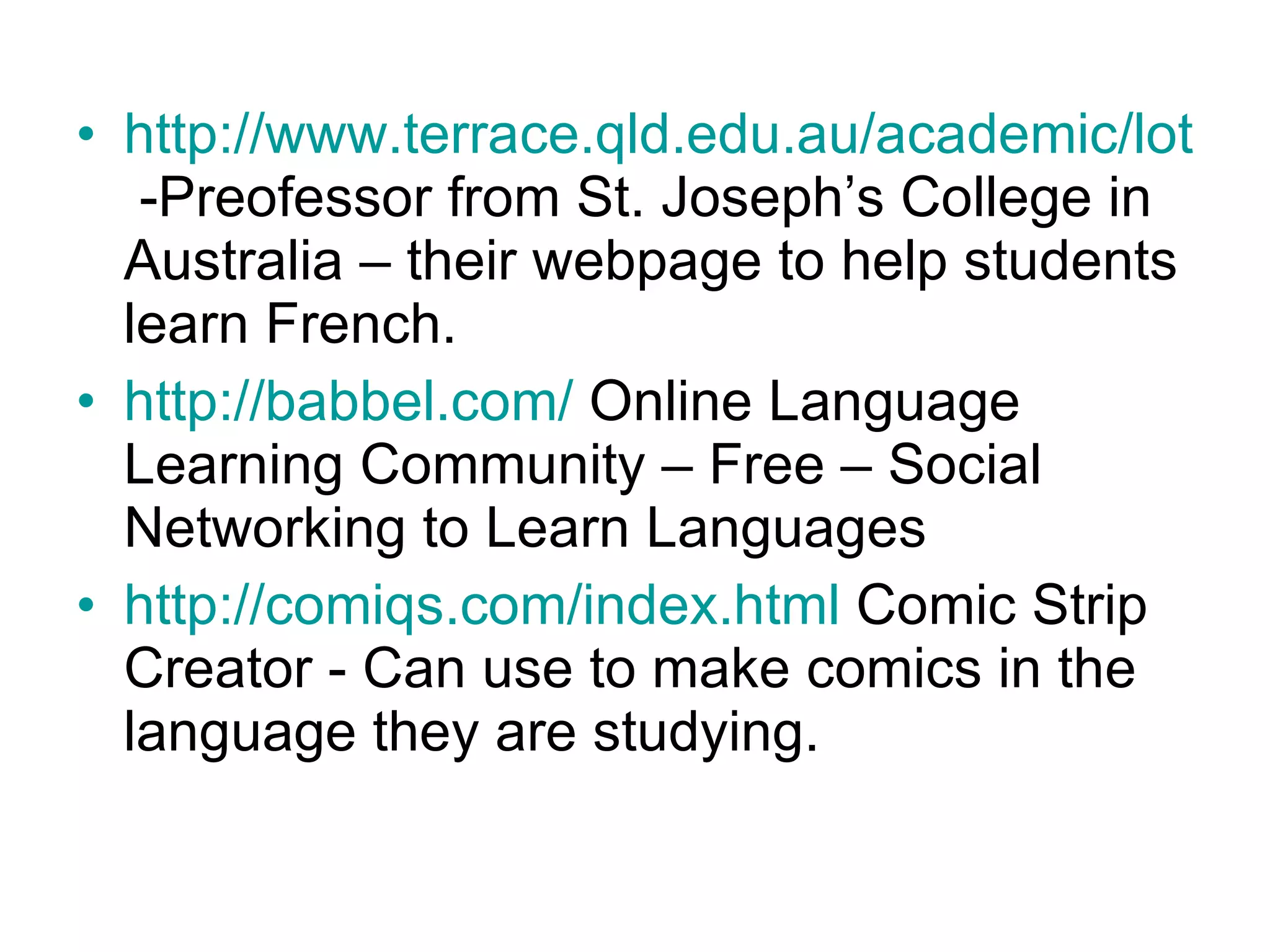 Interactive Websites For The World Language Teacher | PPT