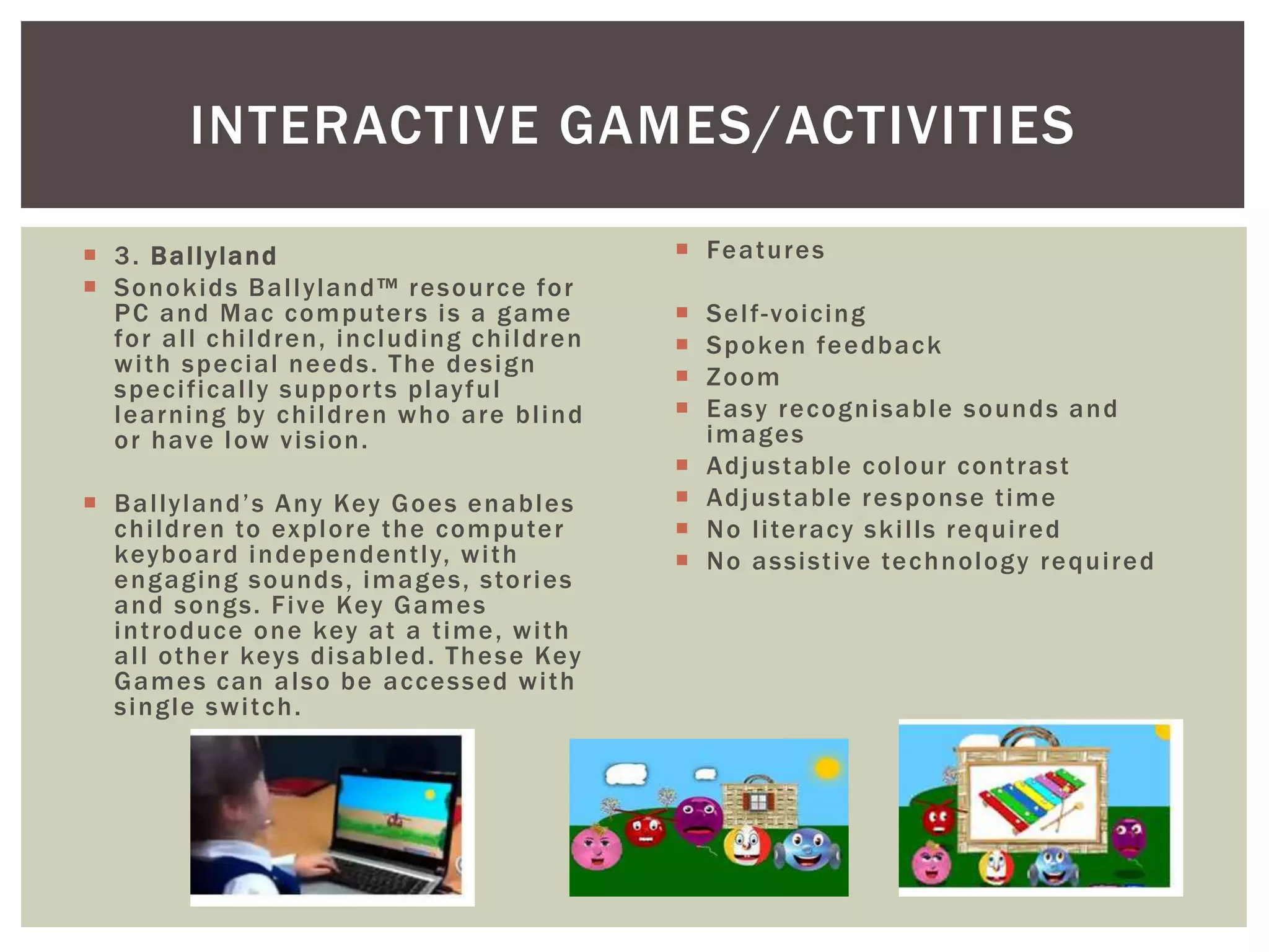Interactive activities for the blind and visually impaired students | PPTX