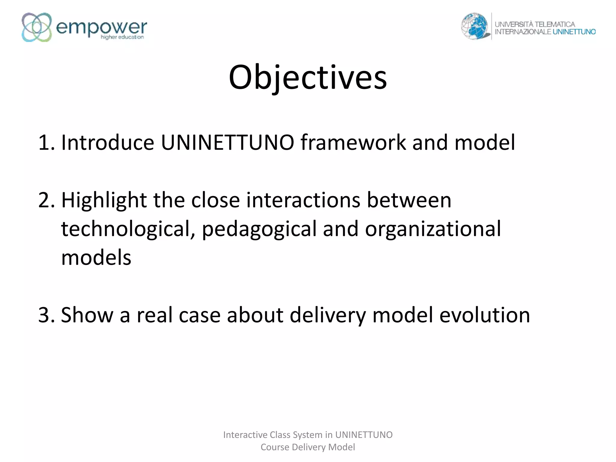 Interactive Class System in UNINETTUNO Course Delivery Model | PPTX