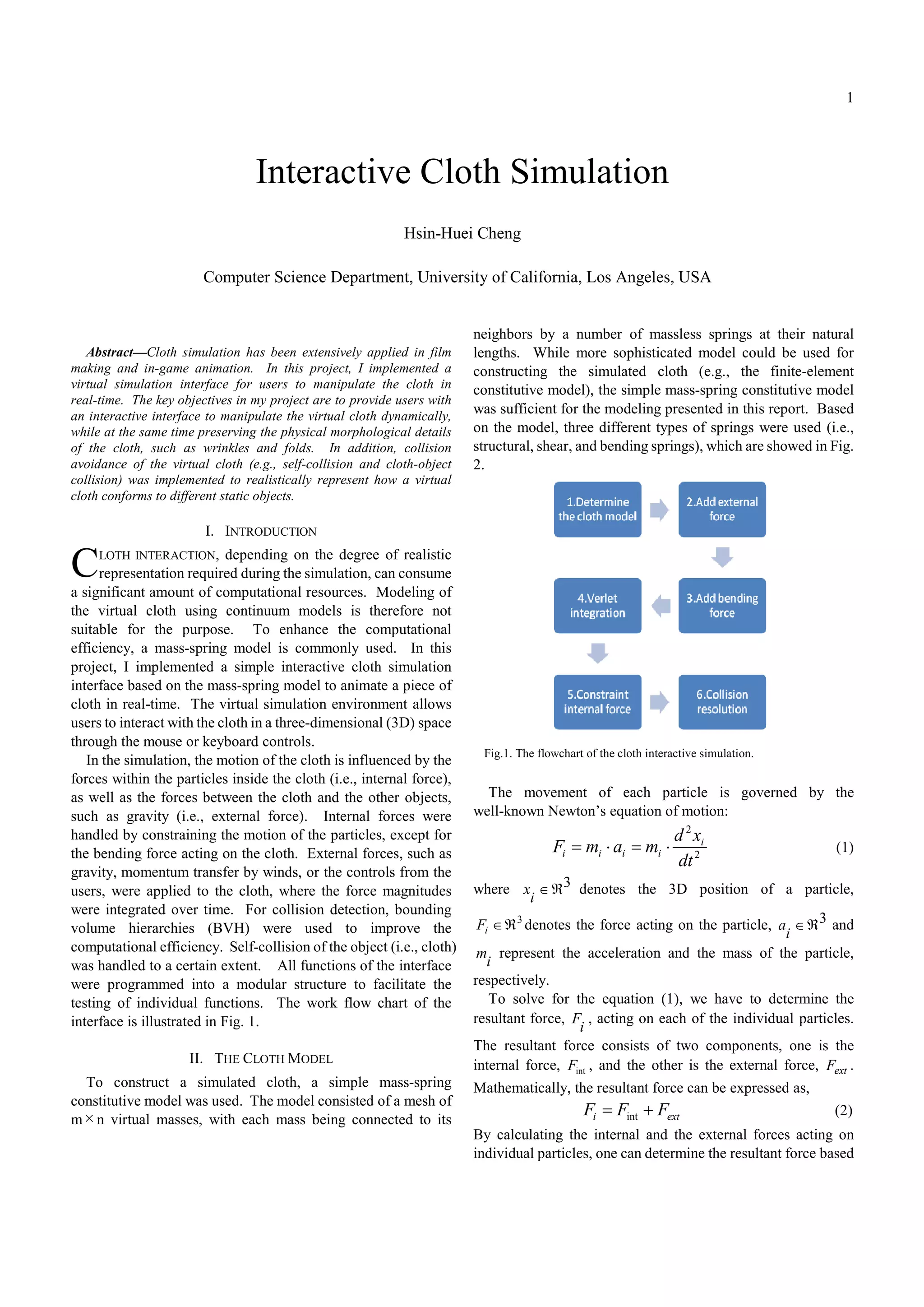 Interactive Cloth Simulation | PDF