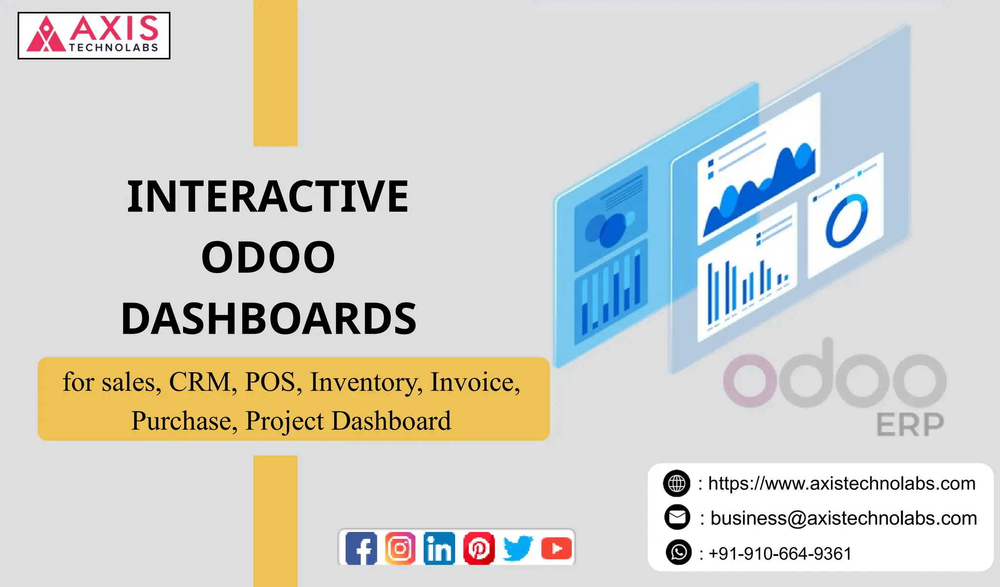 Interactive odoo dashboards for sales, CRM , Inventory, Invoice ...