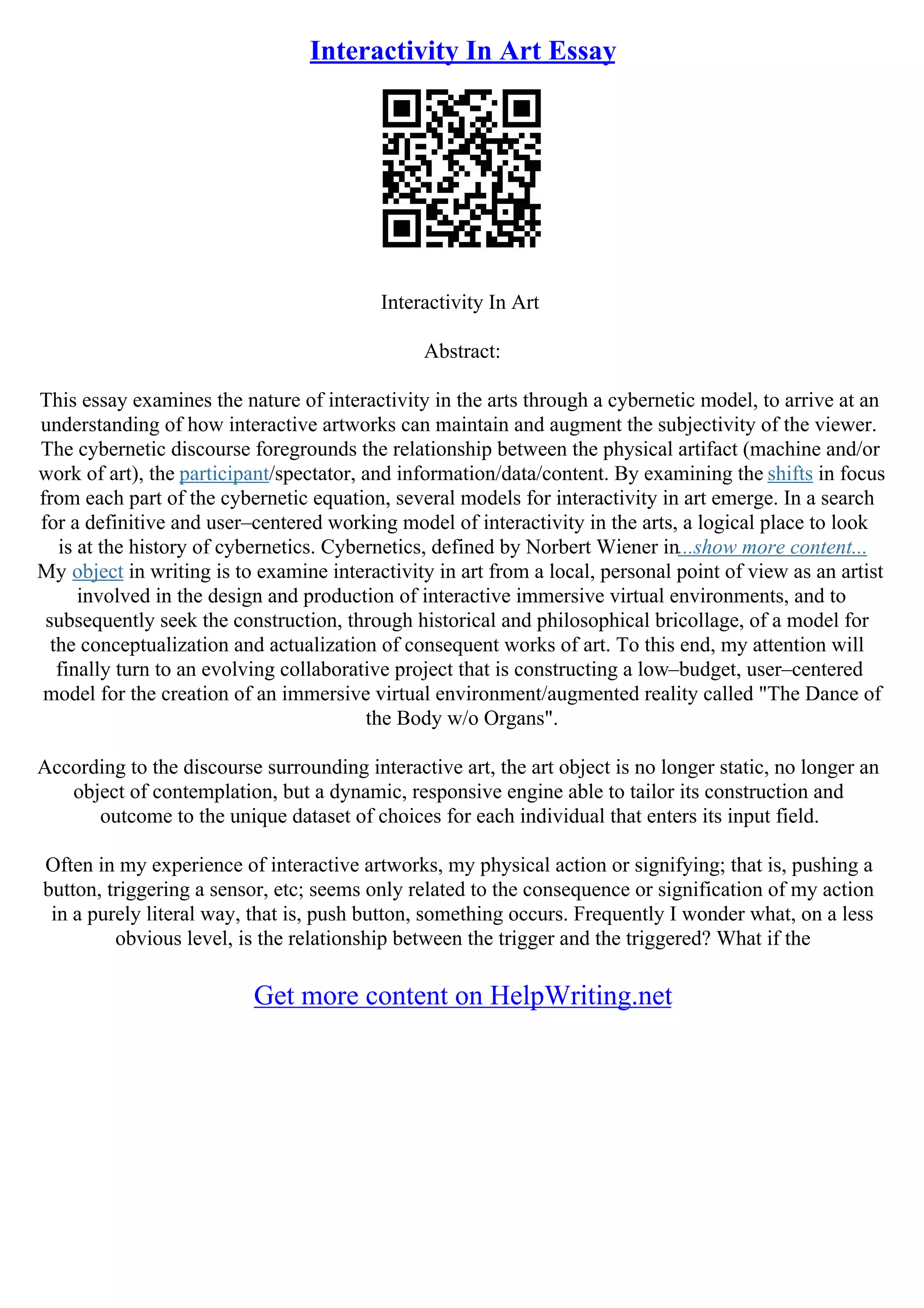 Interactive Essay | PDF