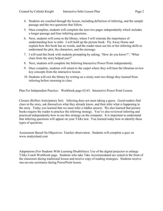 Interactive Inferring Lesson Plan | PDF