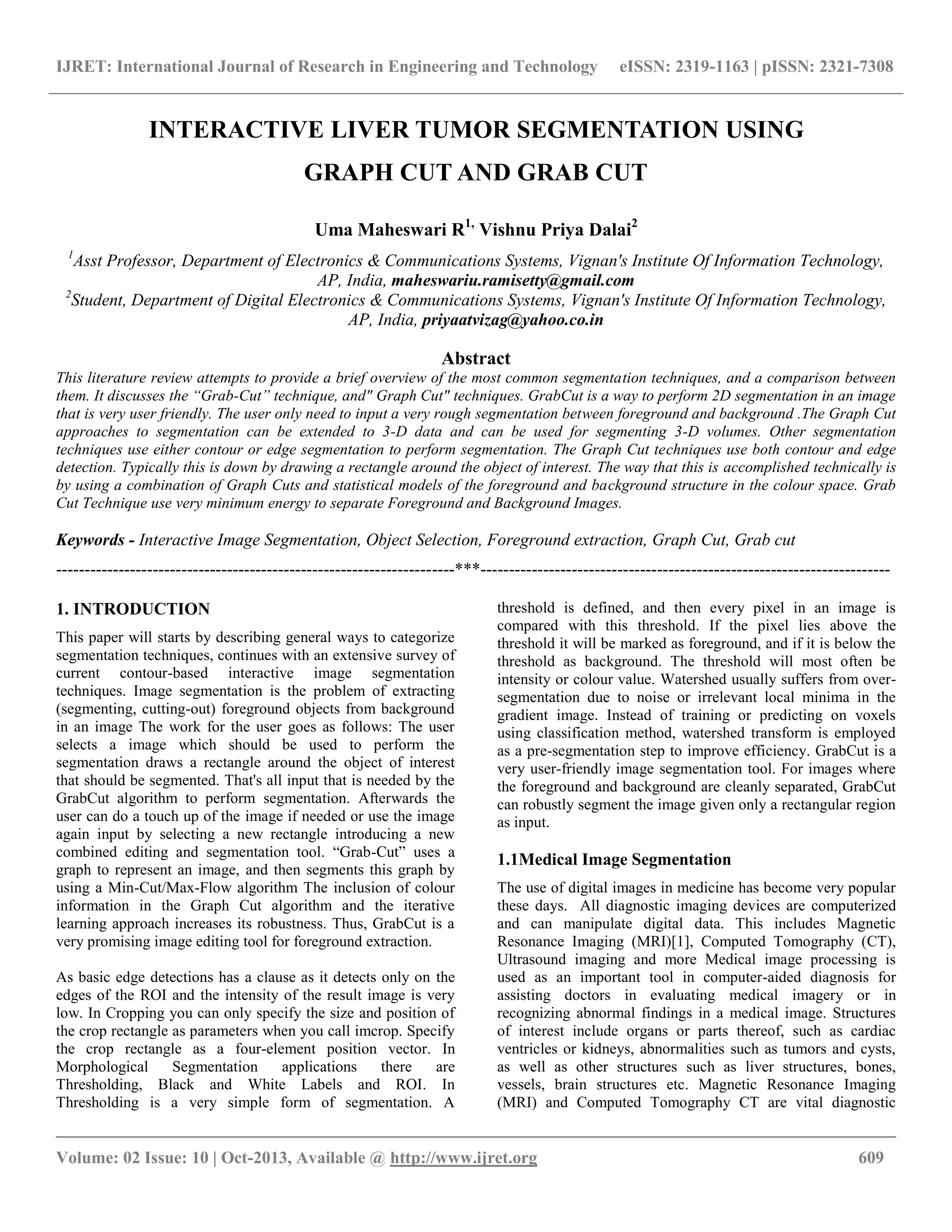 Interactive Liver Tumor Segmentation Using Pdf