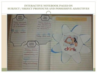 INTERACTIVE NOTEBOOK PAGES ON SUBJECT / OBJECT PRONOUNS AND POSSESSIVE ...