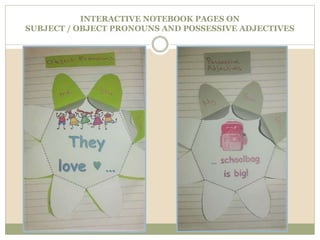 INTERACTIVE NOTEBOOK PAGES ON SUBJECT / OBJECT PRONOUNS AND POSSESSIVE ...