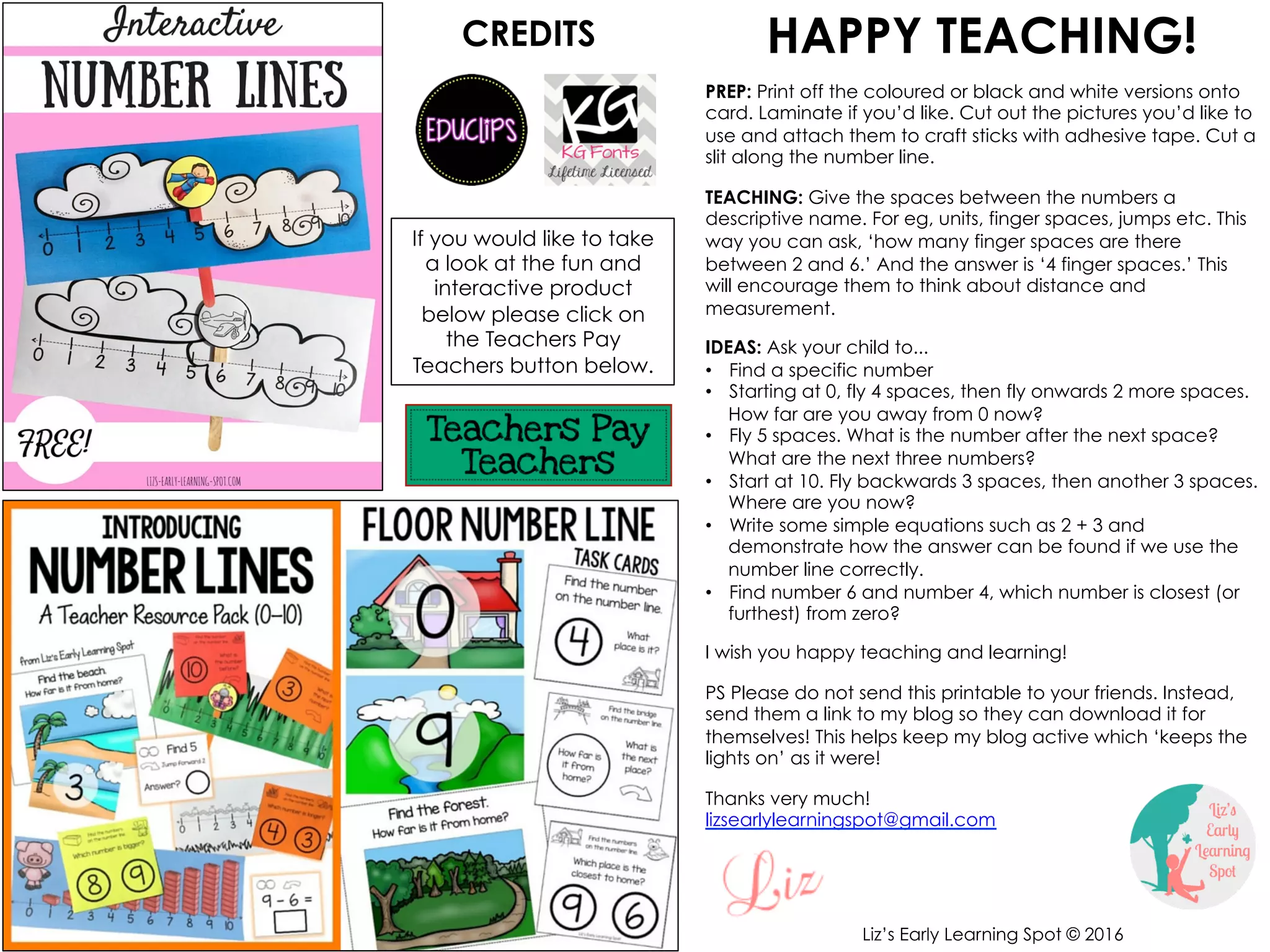 Interactive number lines | PDF