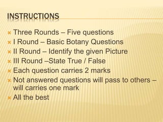 Interactive quiz on fundamentals of botany | PPTX