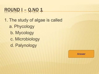 Interactive quiz on fundamentals of botany | PPTX