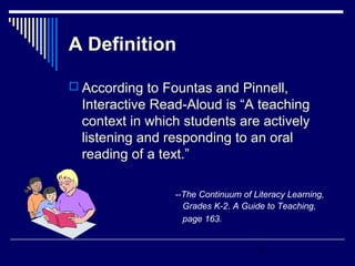 Interactive readaloud k 3 with reading teachers input | PPT | Education