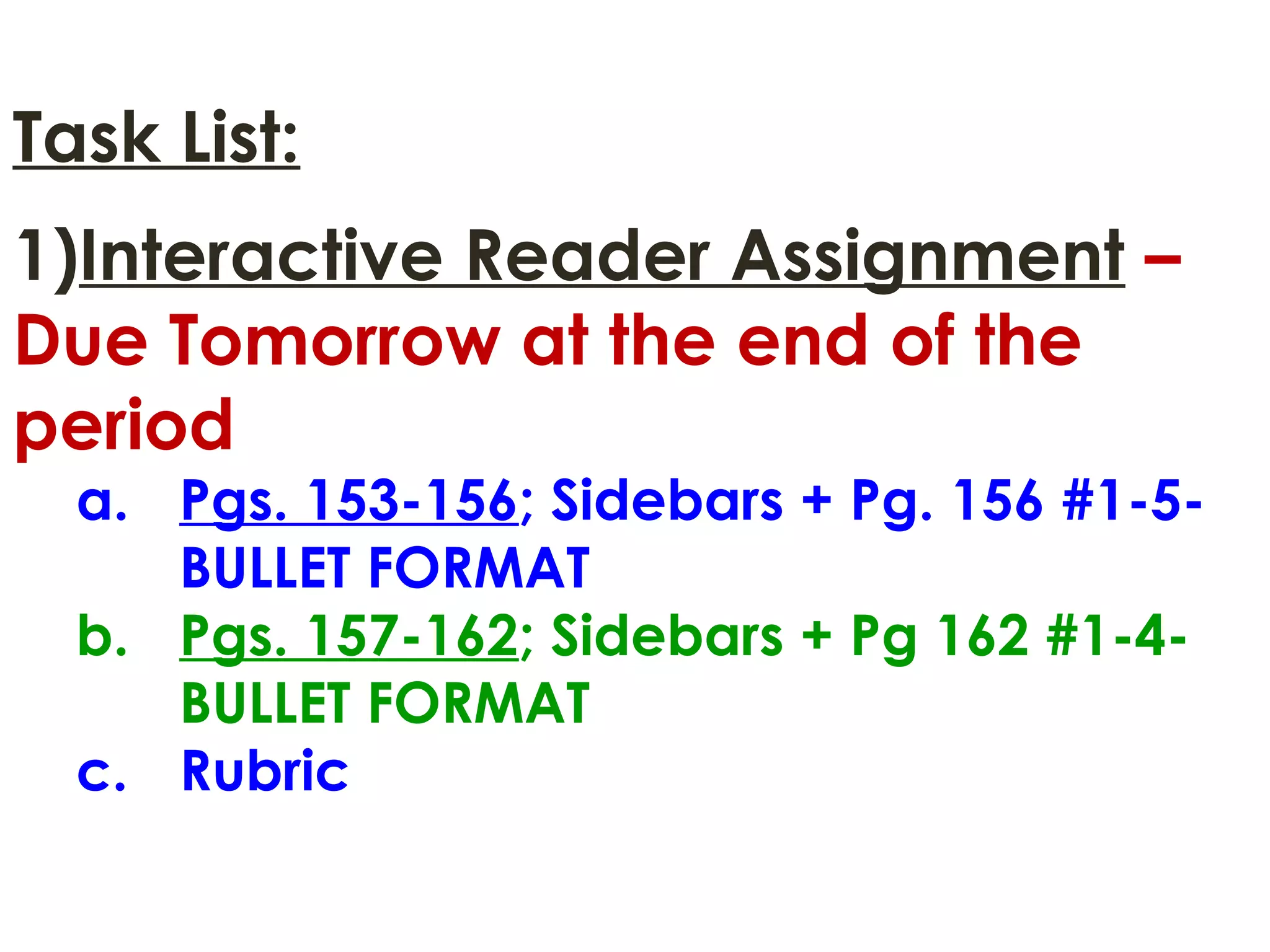 Interactive Reader + Rubric | PPT