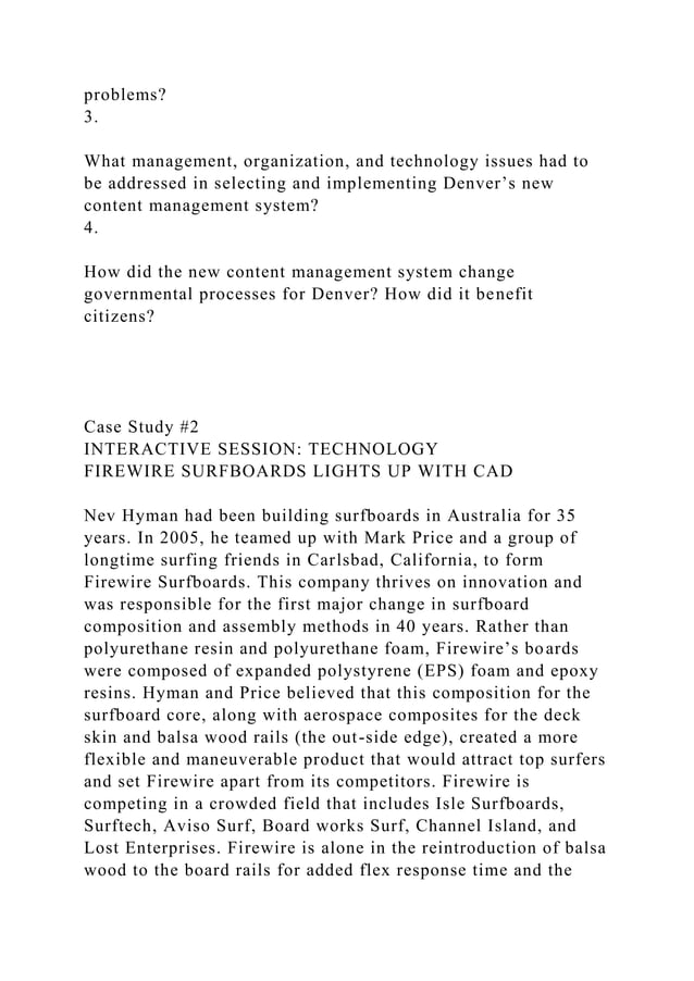 INTERACTIVE SESSION ORGANIZATIONSCase Study #1DENVER GOES ALF.docx | Computer Software and ...