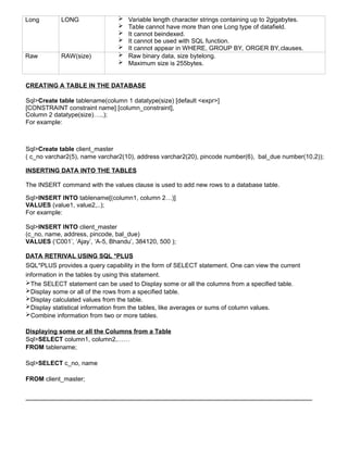 Interactive SQL: SQL, Features of SQL, DDL & DML | PDF