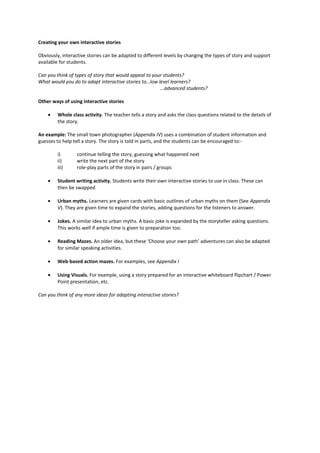 Interactive stories handout 2014 | DOC
