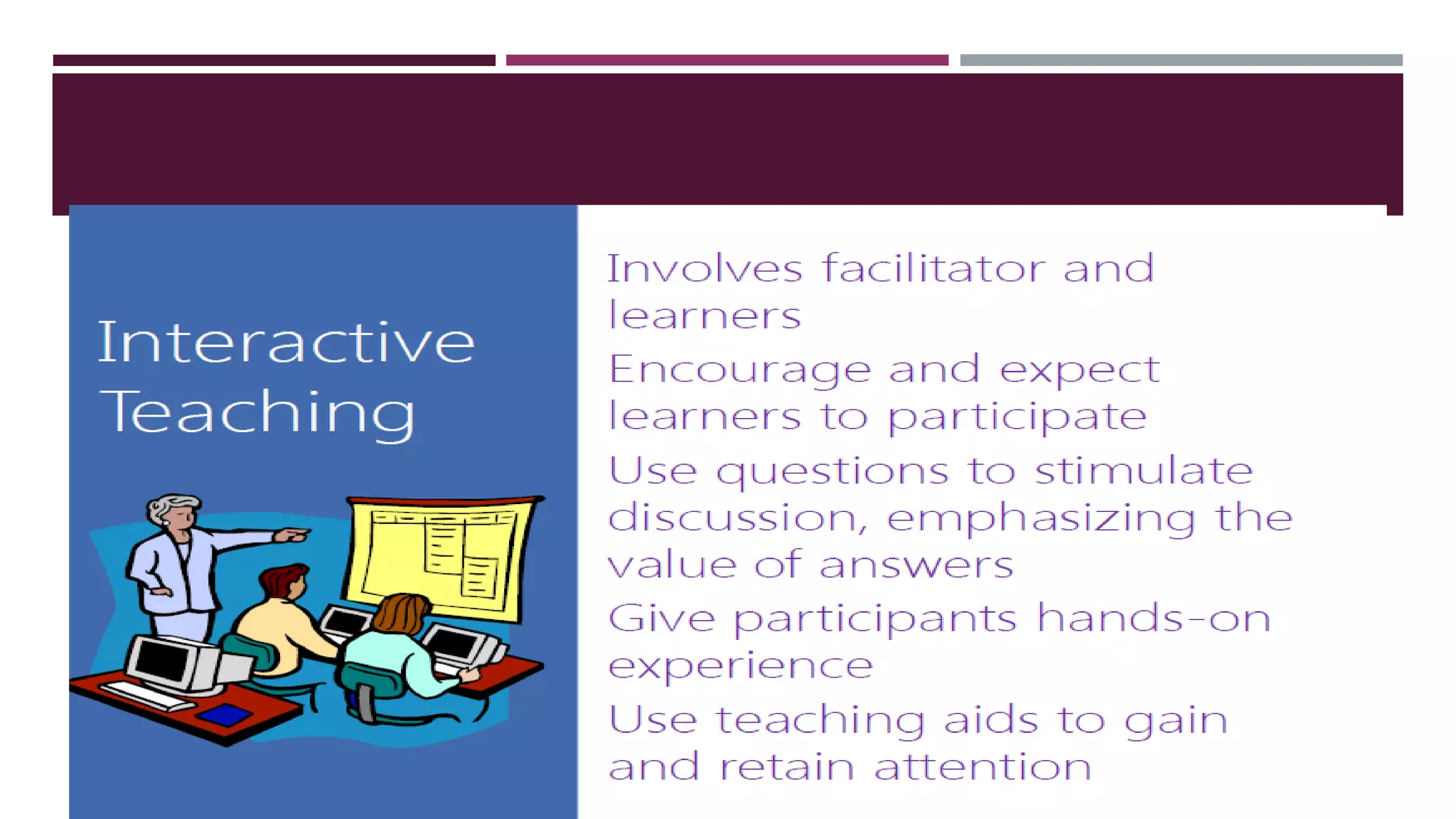 Advanced Techniques of Instruction Unit II - Interactive Teaching ...