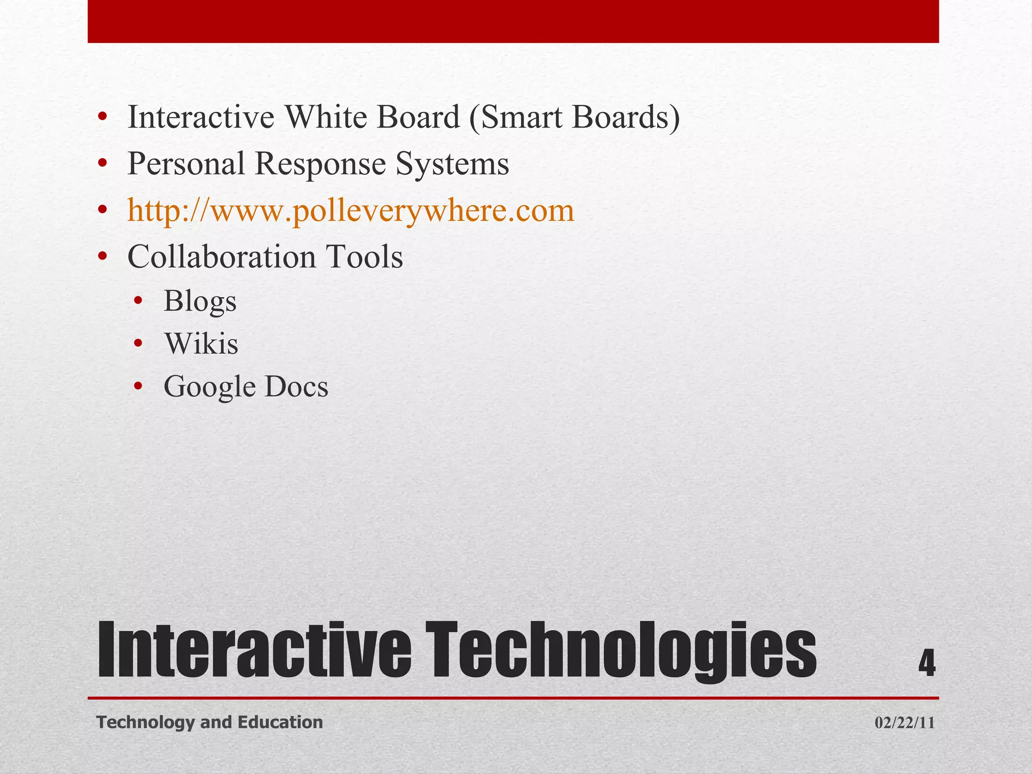 Interactive technologies | PPT