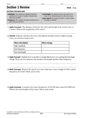 Interactive Textbook Ch. 20 The Energy of Waves | PDF