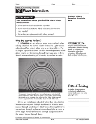 Interactive Textbook Ch. 20 The Energy of Waves | PDF