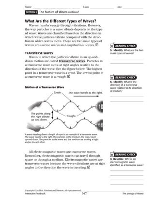 Interactive Textbook Ch. 20 The Energy of Waves | PDF