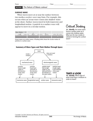 Interactive Textbook Ch. 20 The Energy of Waves | PDF