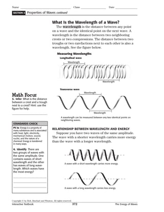 Interactive Textbook Ch. 20 The Energy of Waves | PDF