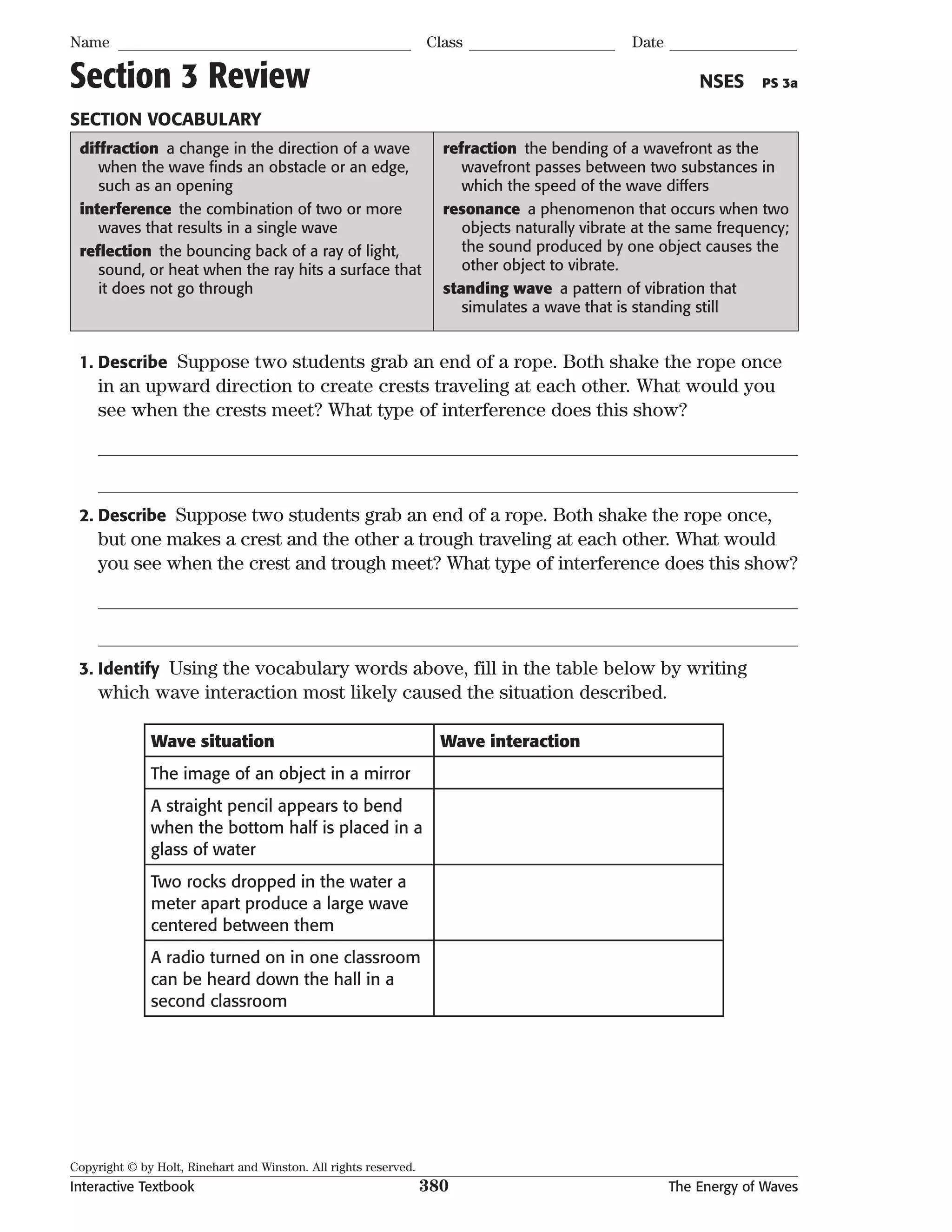 Interactive Textbook Ch. 20 The Energy of Waves | PDF