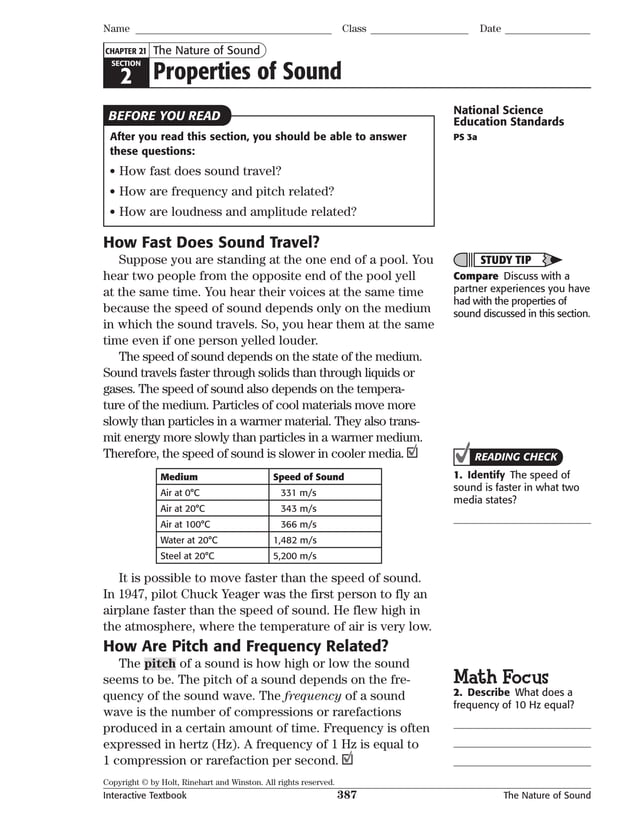 Interactive Textbook Ch. 21 The Nature of Sound | PDF