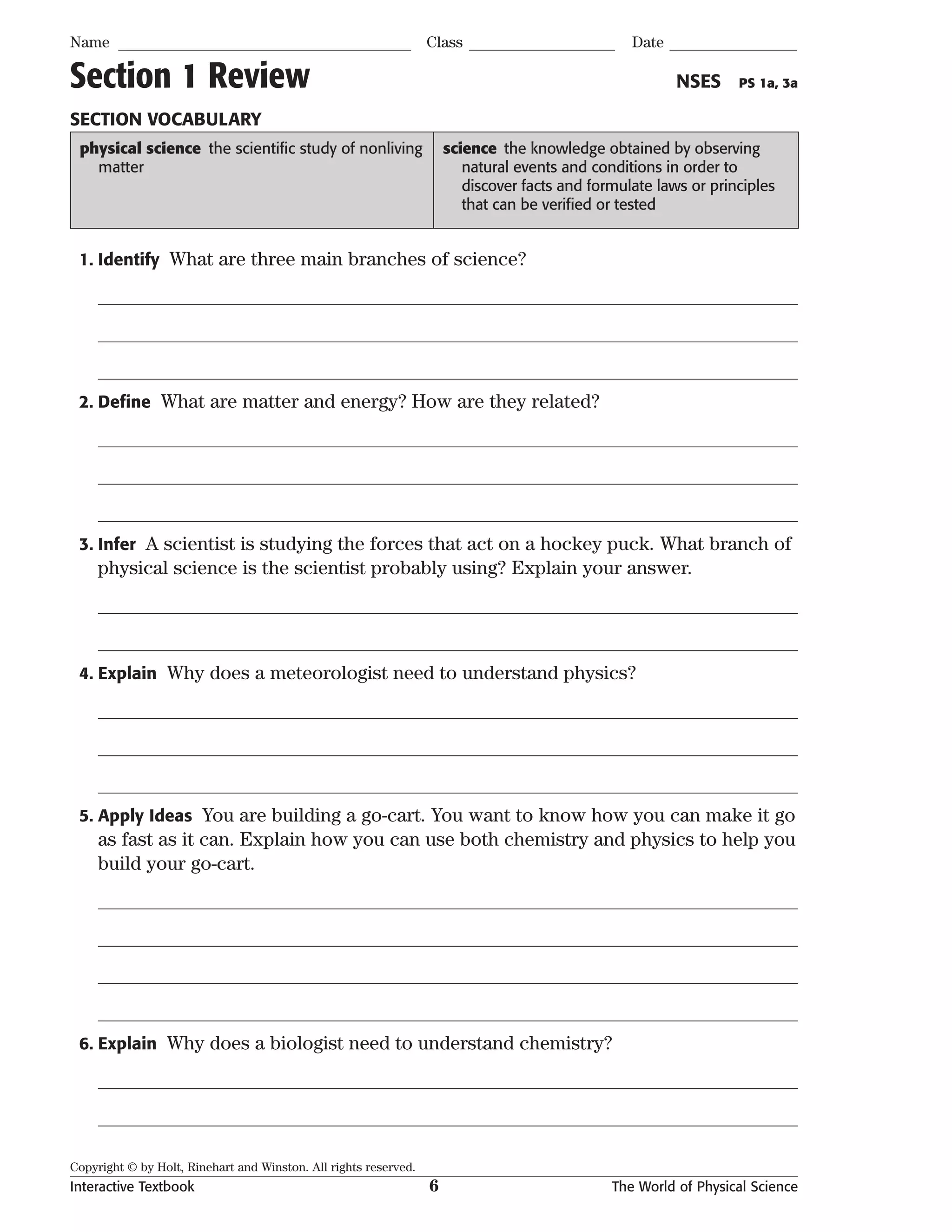 Interactive textbook ch. 1 the world of physical science | PDF