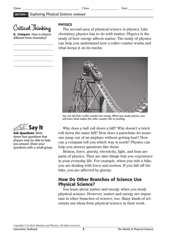 Interactive textbook ch. 1 the world of physical science | PDF