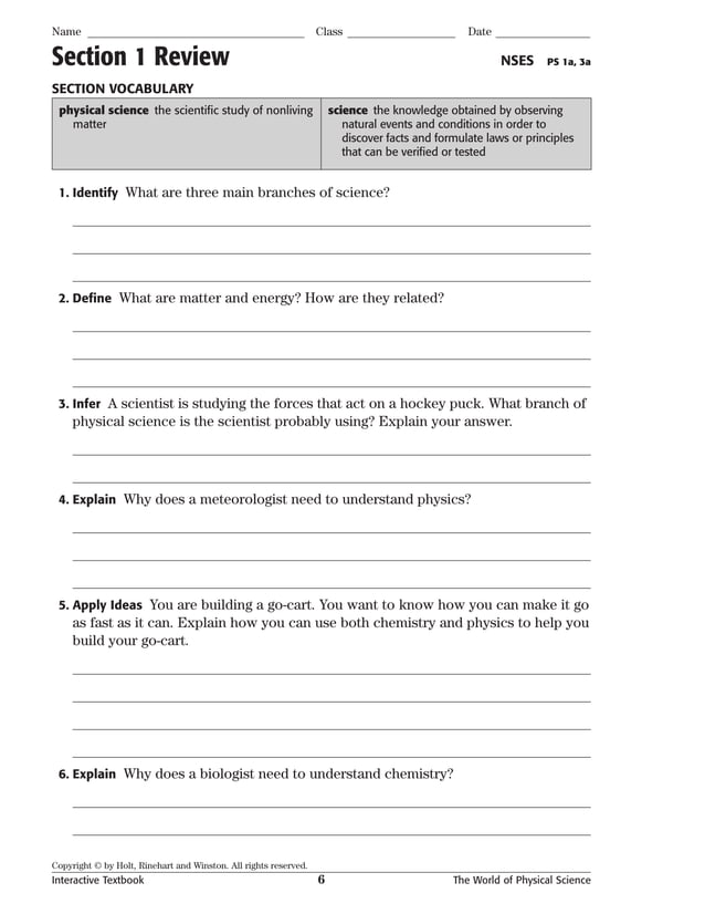 Interactive textbook ch. 1 the world of physical science | PDF
