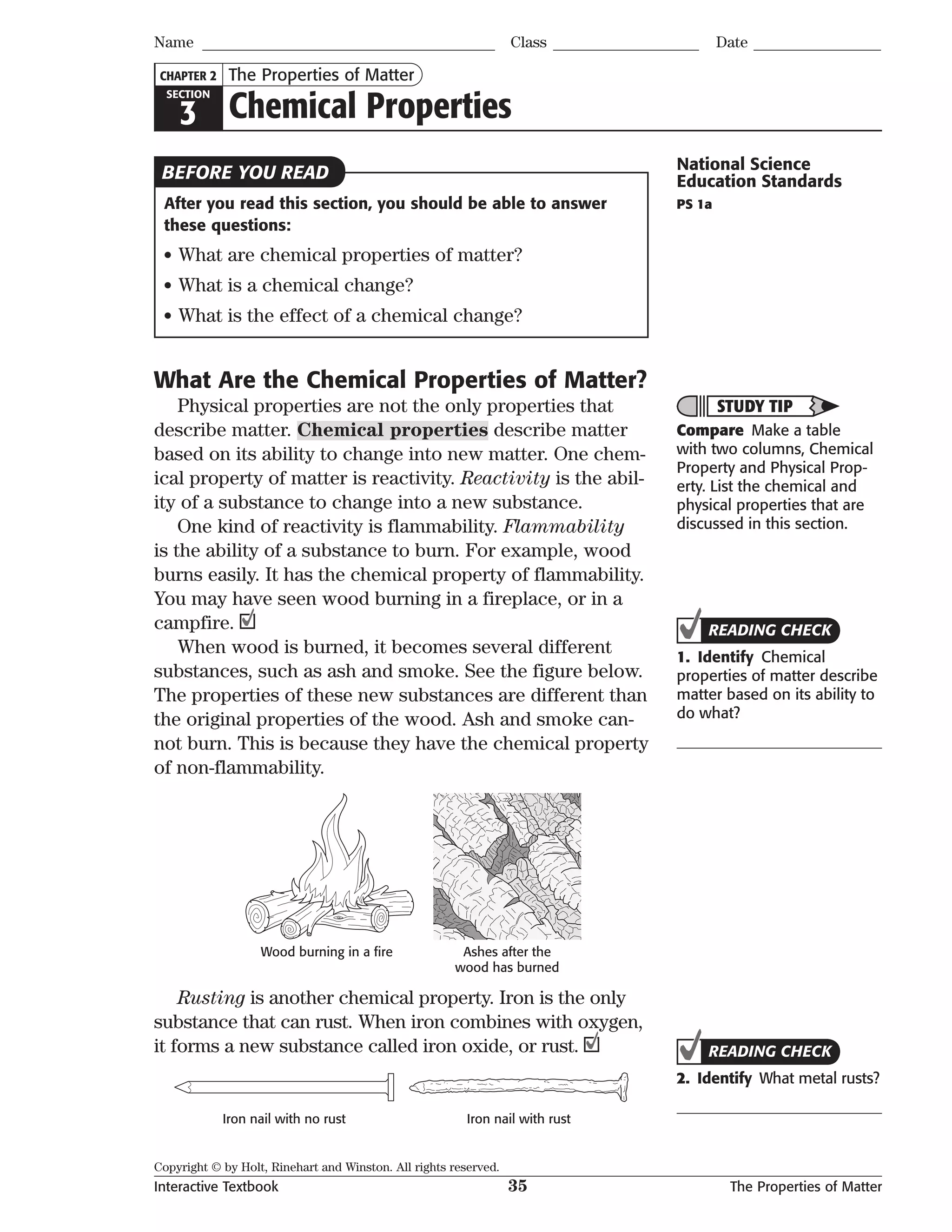 Interactive textbook ch. 2 & 3 the properties & states of matter | PDF